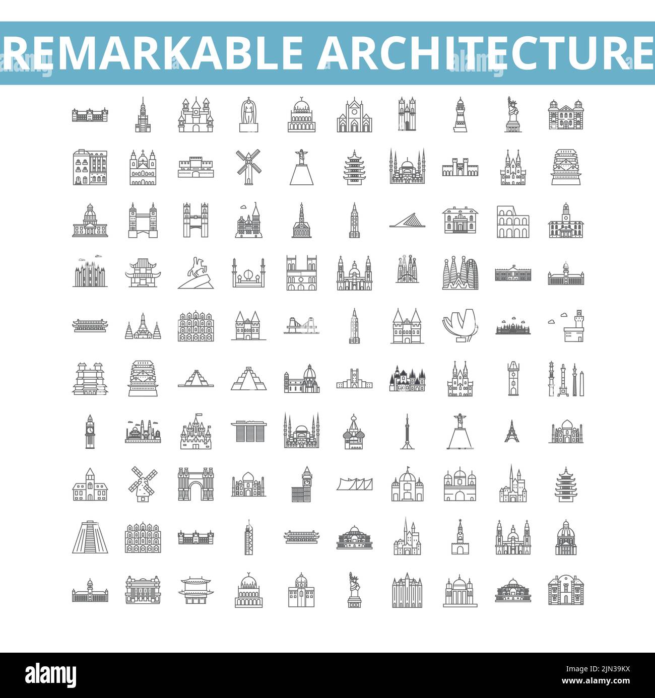 Remarkable architecture icons, line symbols, web signs, vector set ...