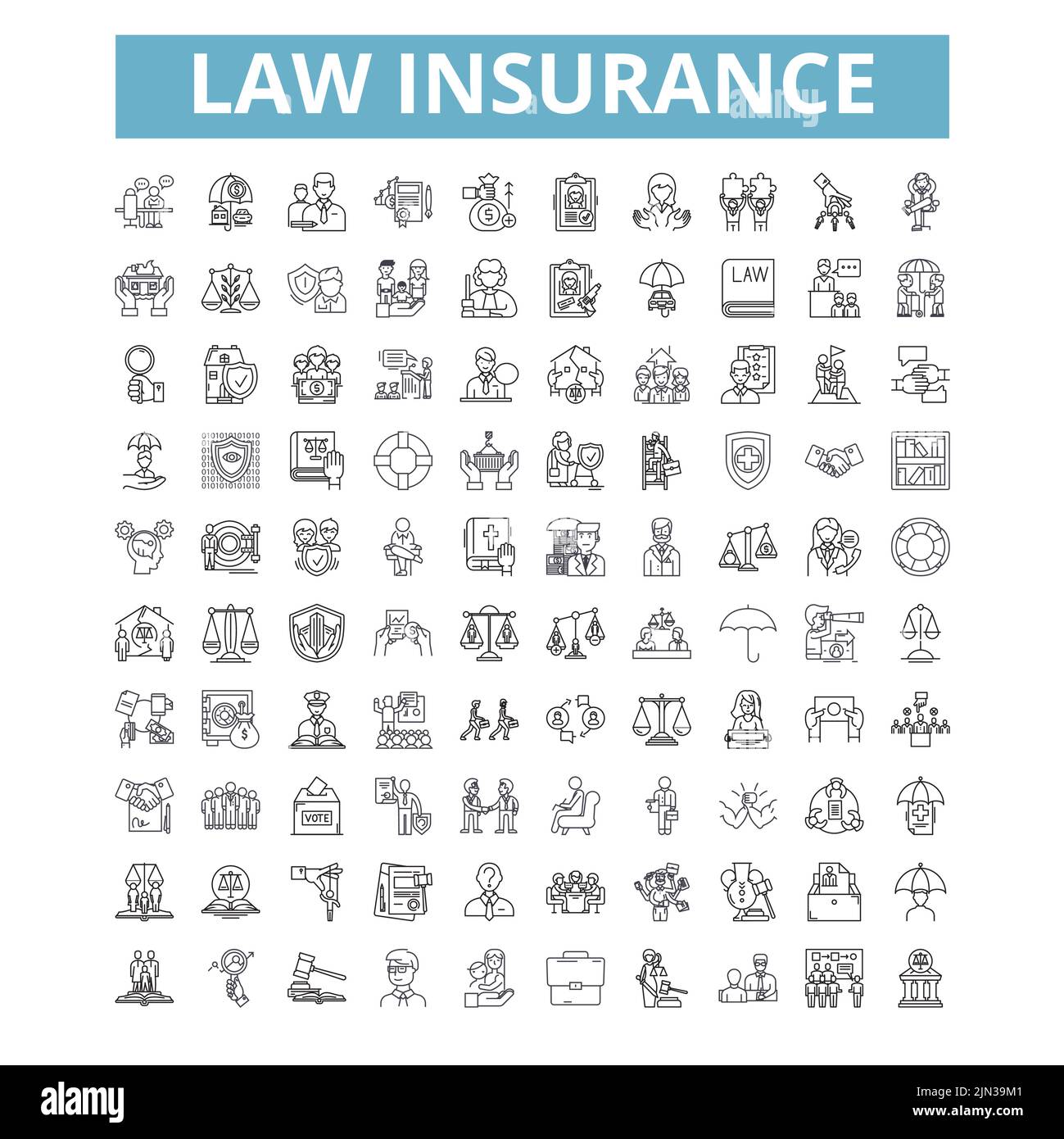 Law insurance icons, line symbols, web signs, vector set, isolated ...
