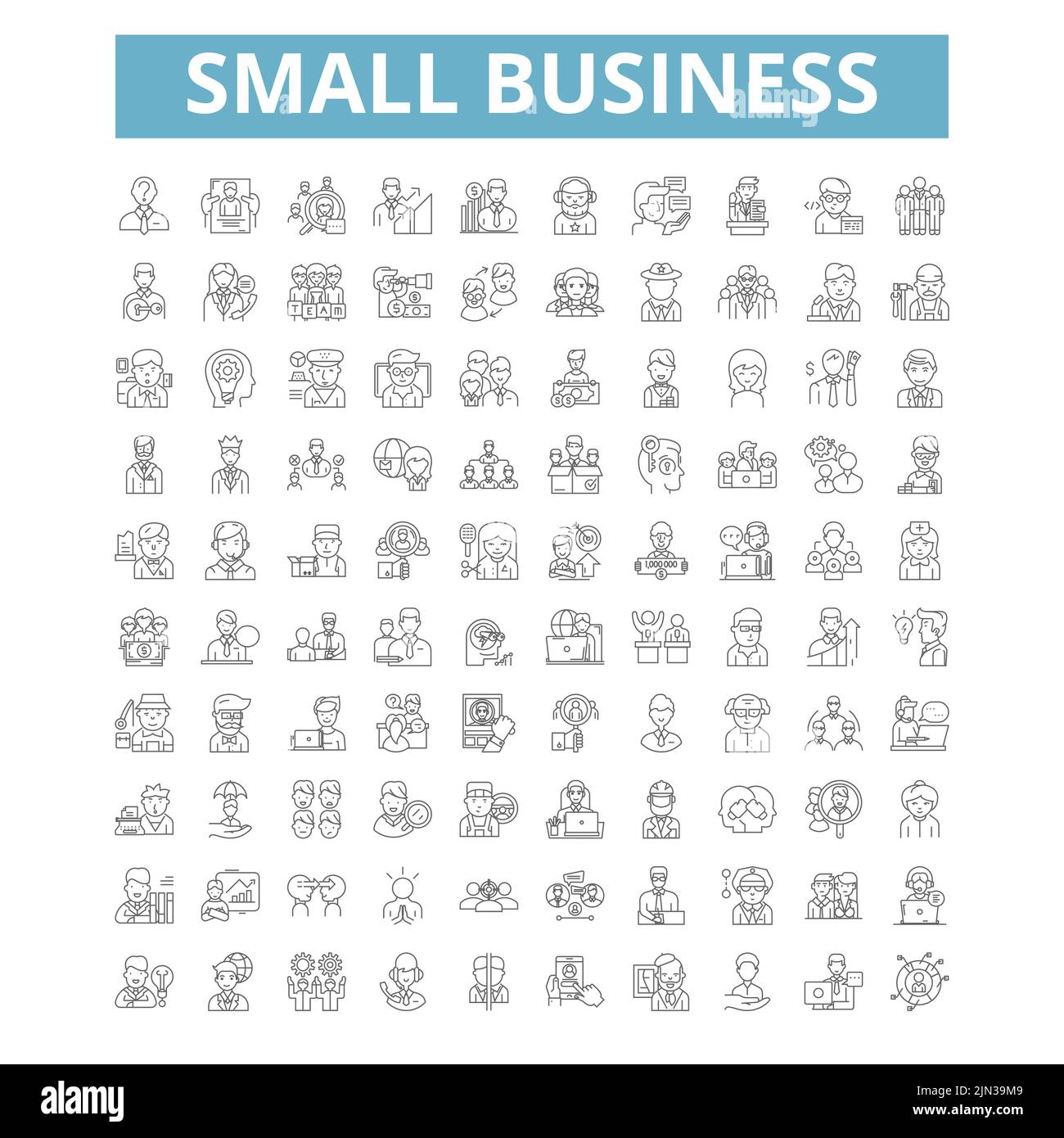Small business icons, line symbols, web signs, vector set, isolated ...