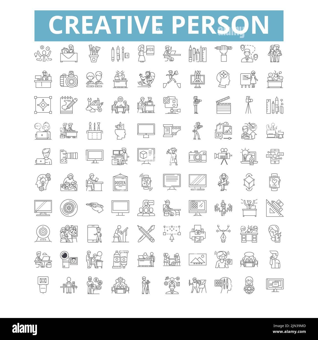 Creative person icons, line symbols, web signs, vector set, isolated ... Creative person icons, line symbols, web signs, vector set, isolated ...