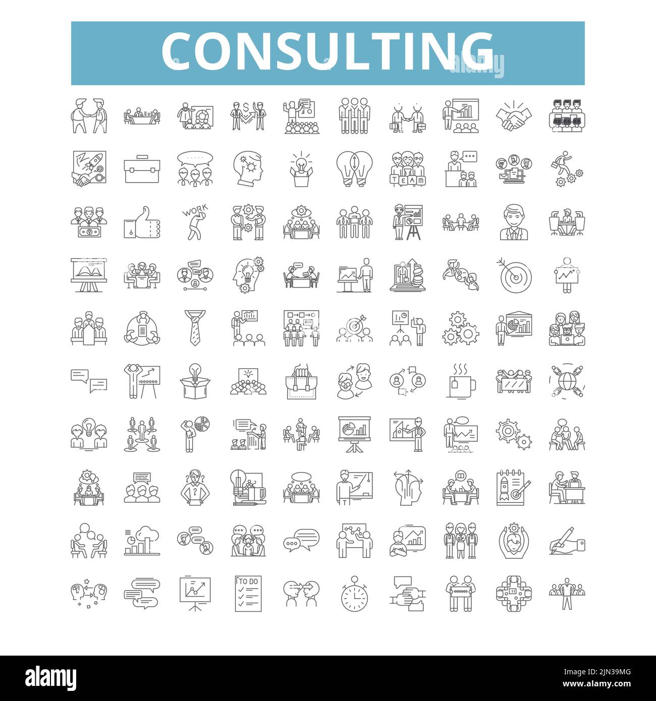 Consulting icons, line symbols, web signs, vector set, isolated ...
