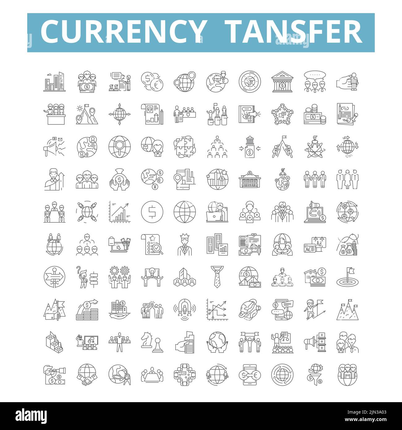 Currency transfer icons, line symbols, web signs, vector set, isolated ...