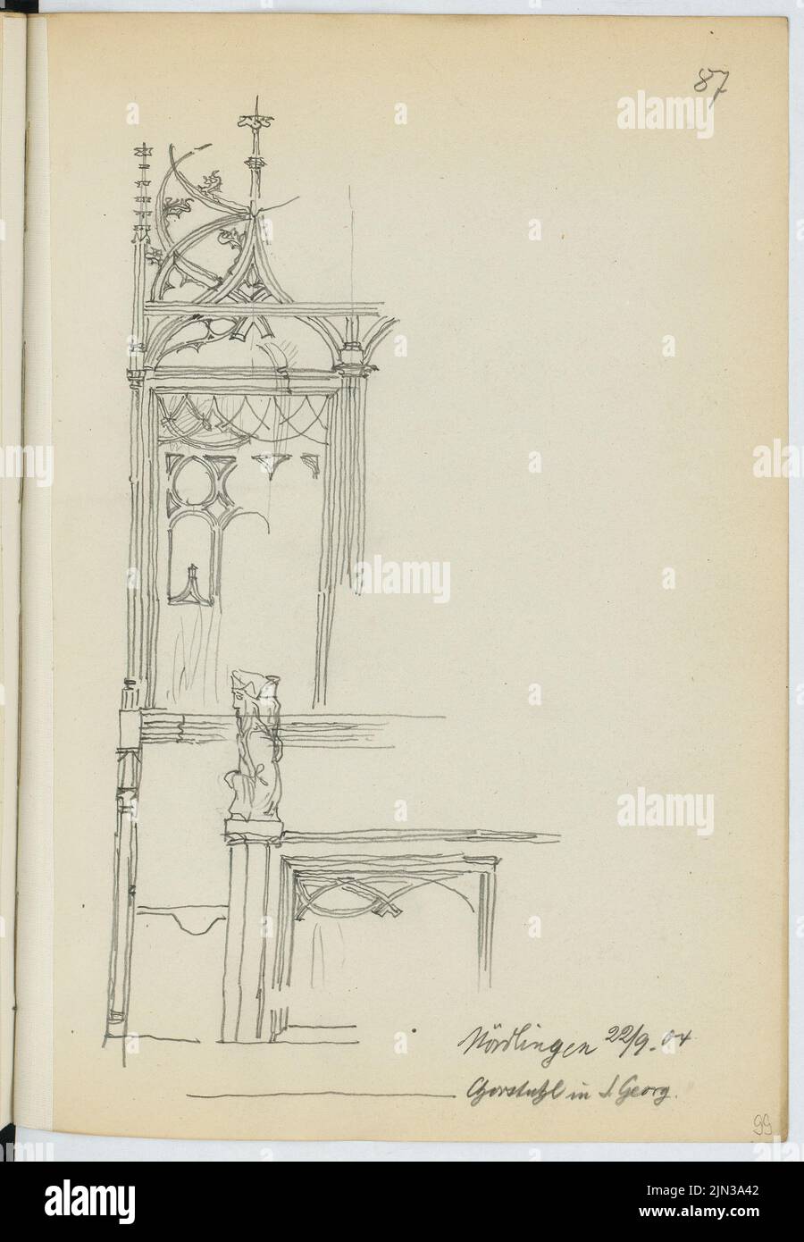 St. Georgskirche, Nördlingen: Side view choir stalls (from: sketch and ...