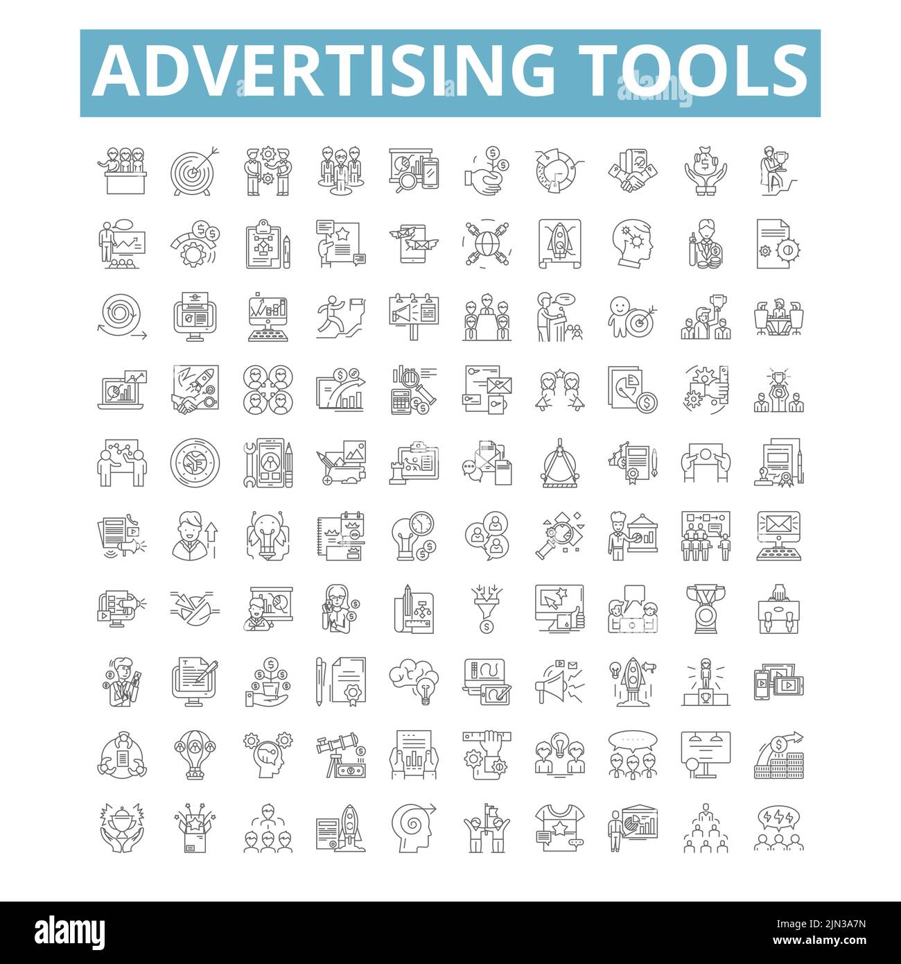 Advertising tools icons, line symbols, web signs, vector set, isolated ...