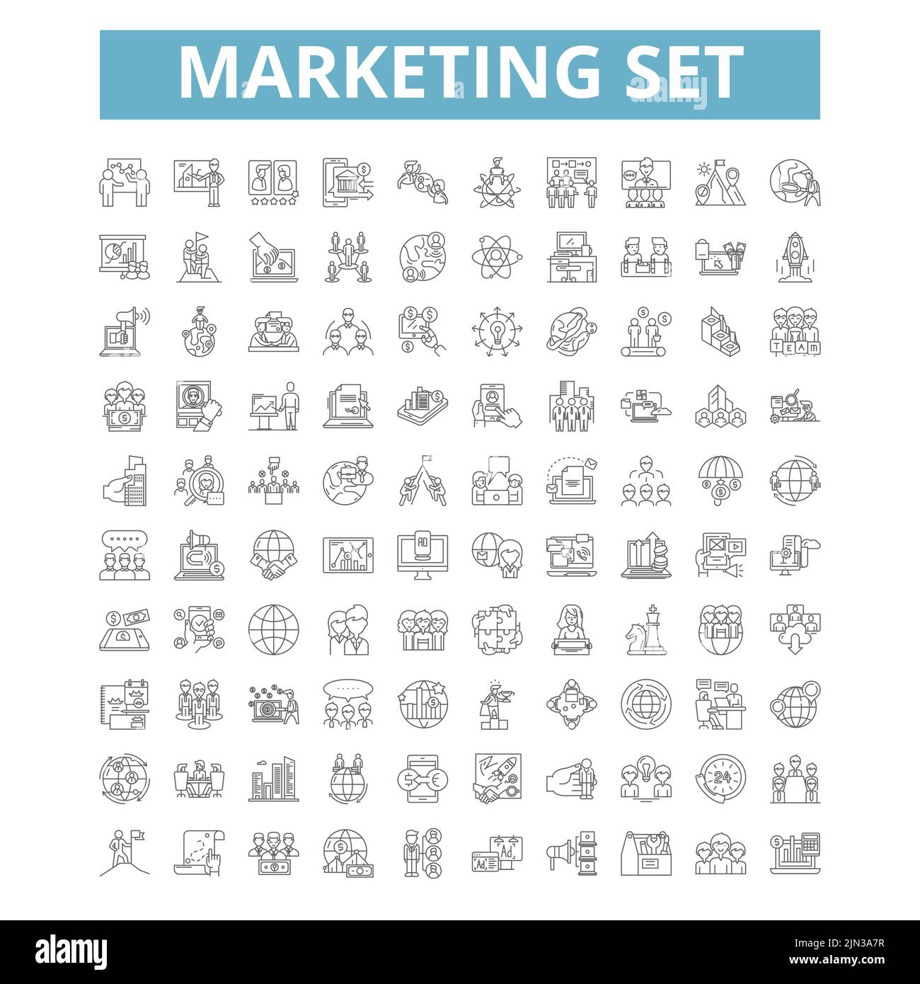 Marketing set icons, line symbols, web signs, vector set, isolated illustration Stock Vector ...