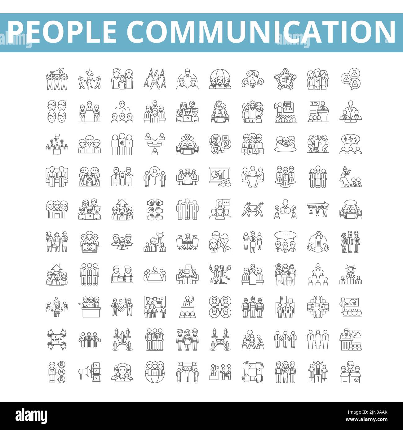 People communication icons, line symbols, web signs, vector set, isolated illustration Stock ...