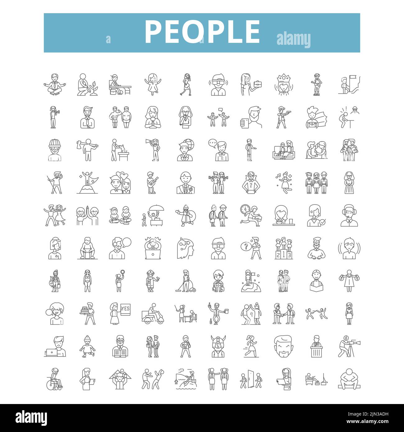 People icons, line symbols, web signs, vector set, isolated ...