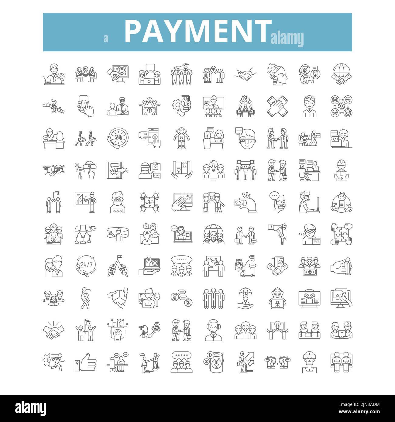 Payment icons, line symbols, web signs, vector set, isolated ...