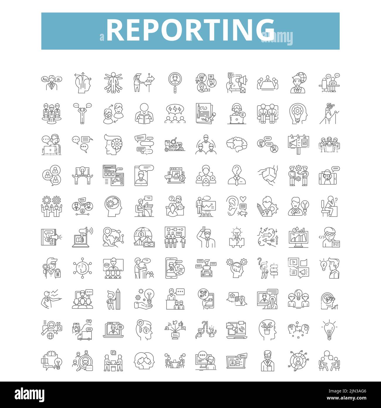 Reporting icons, line symbols, web signs, vector set, isolated illustration Stock Vector Image ...
