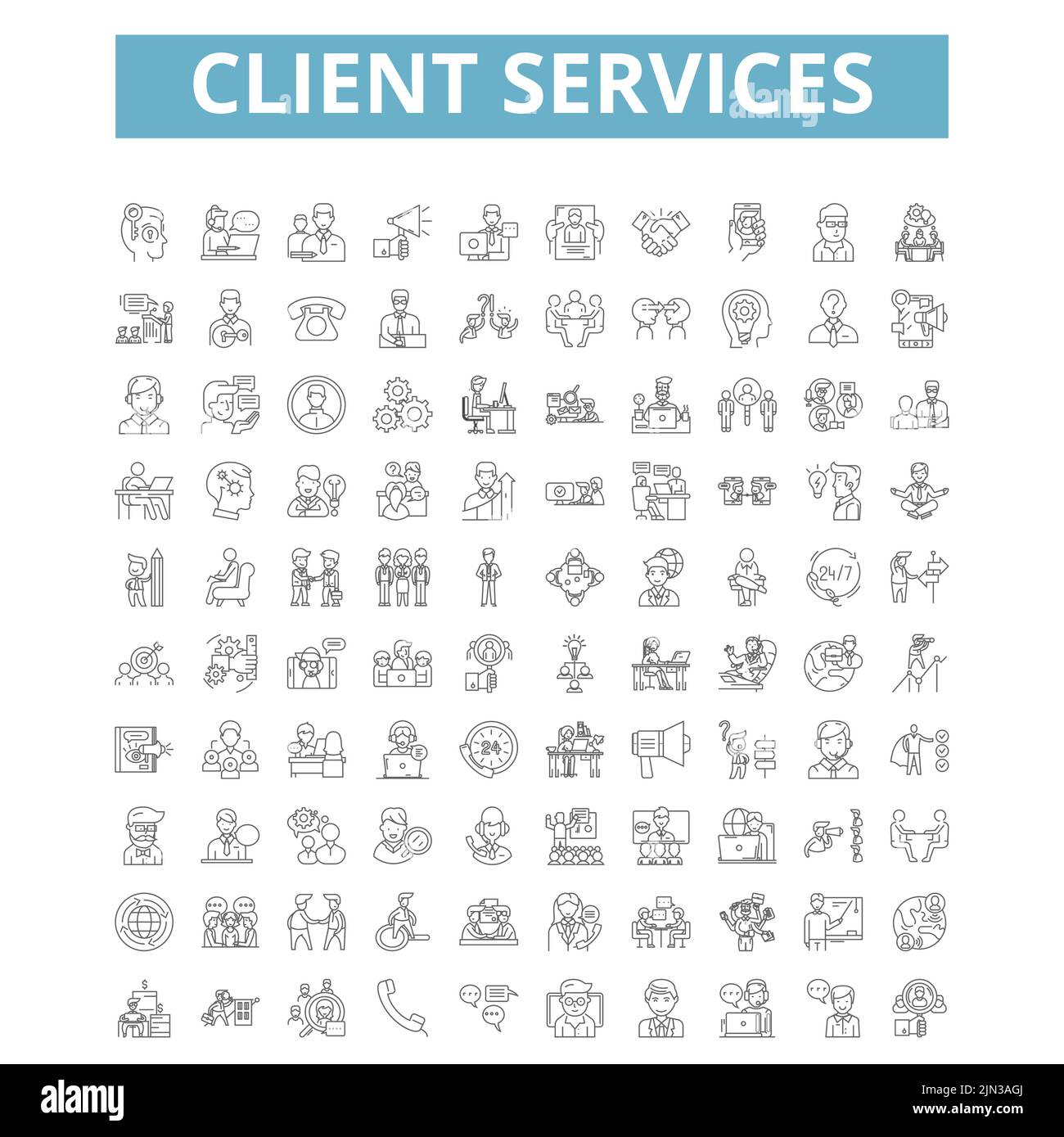 Client services icons, line symbols, web signs, vector set, isolated illustration Stock Vector ...