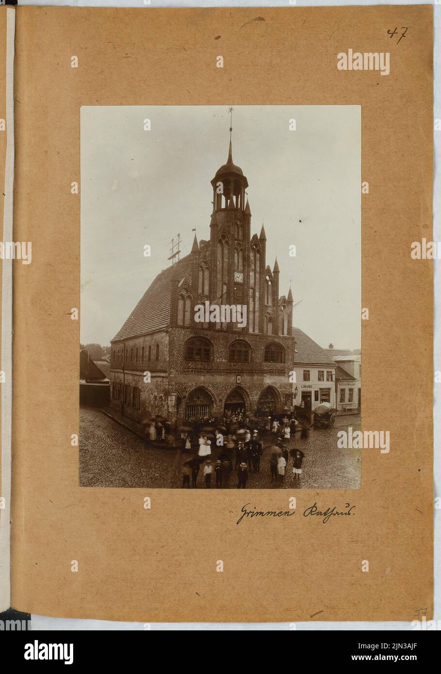 City hall, Grimmen: View (from: sketch and photo album 25 Stock Photo ...