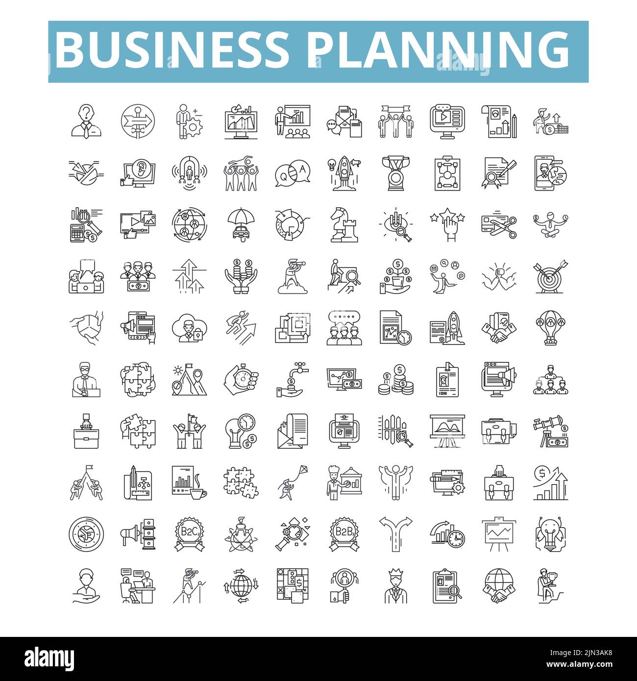 Business planning icons, line symbols, web signs, vector set, isolated illustration Stock Vector ...