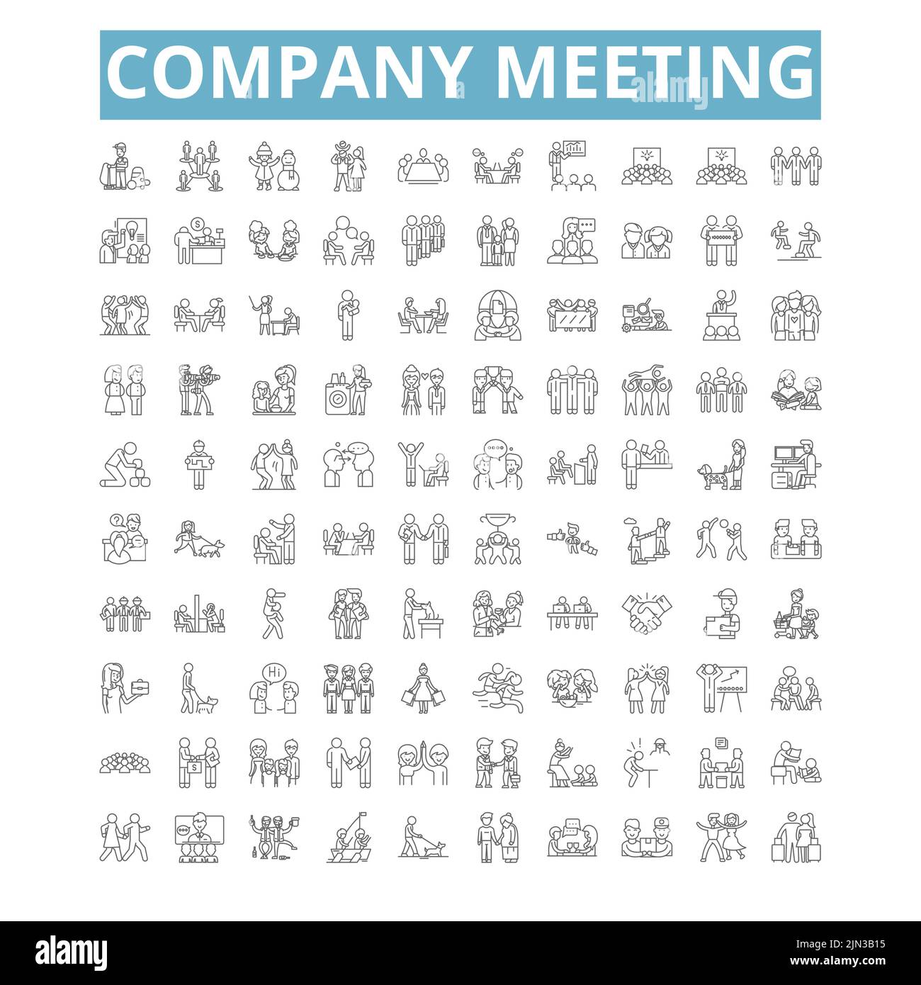 Company meeting icons, line symbols, web signs, vector set, isolated illustration Stock Vector ...