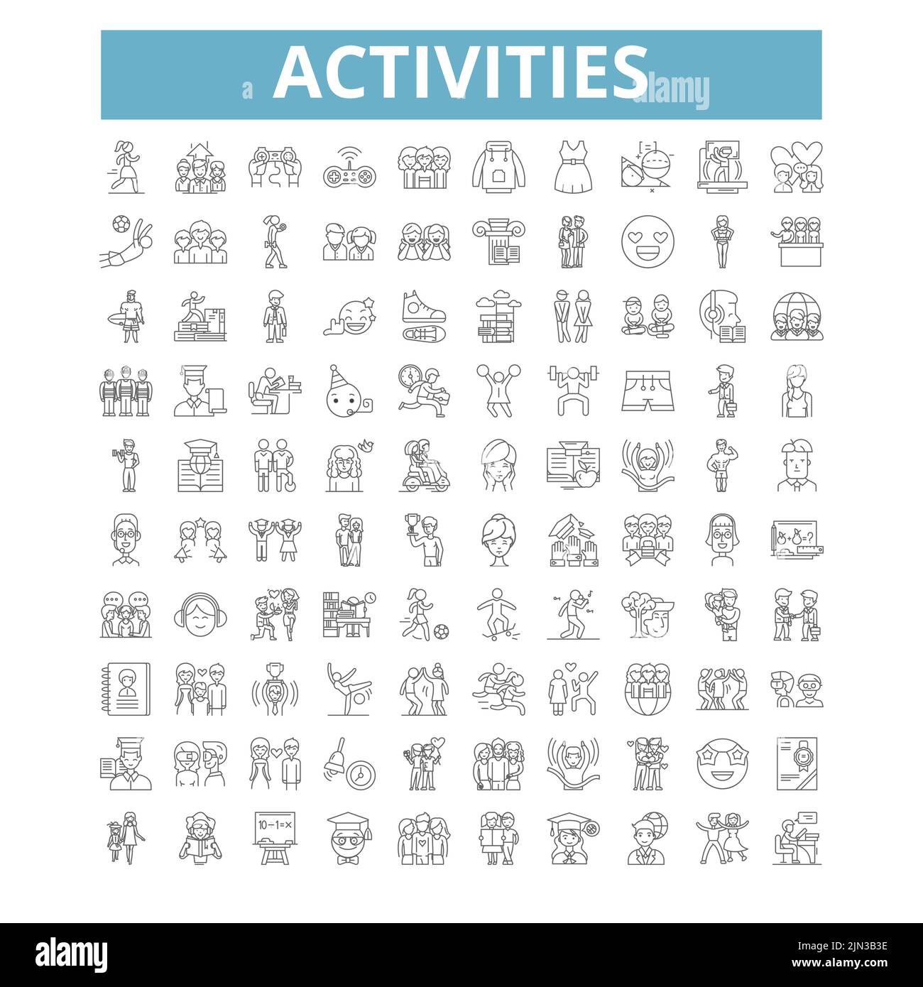 Activities icons, line symbols, web signs, vector set, isolated illustration Stock Vector Image ...