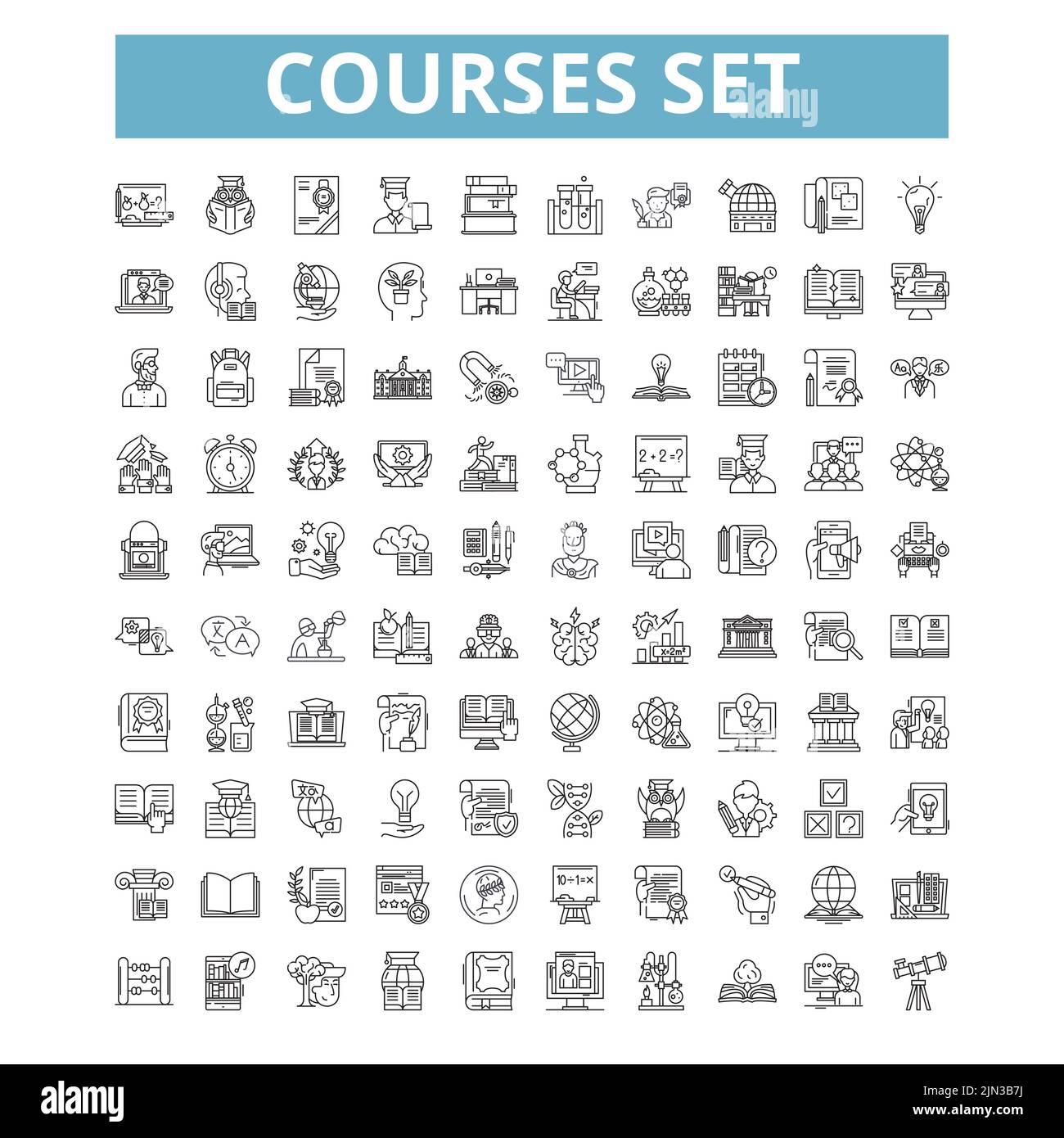 Courses set icons, line symbols, web signs, vector set, isolated ... Courses set icons, line symbols, web signs, vector set, isolated ...