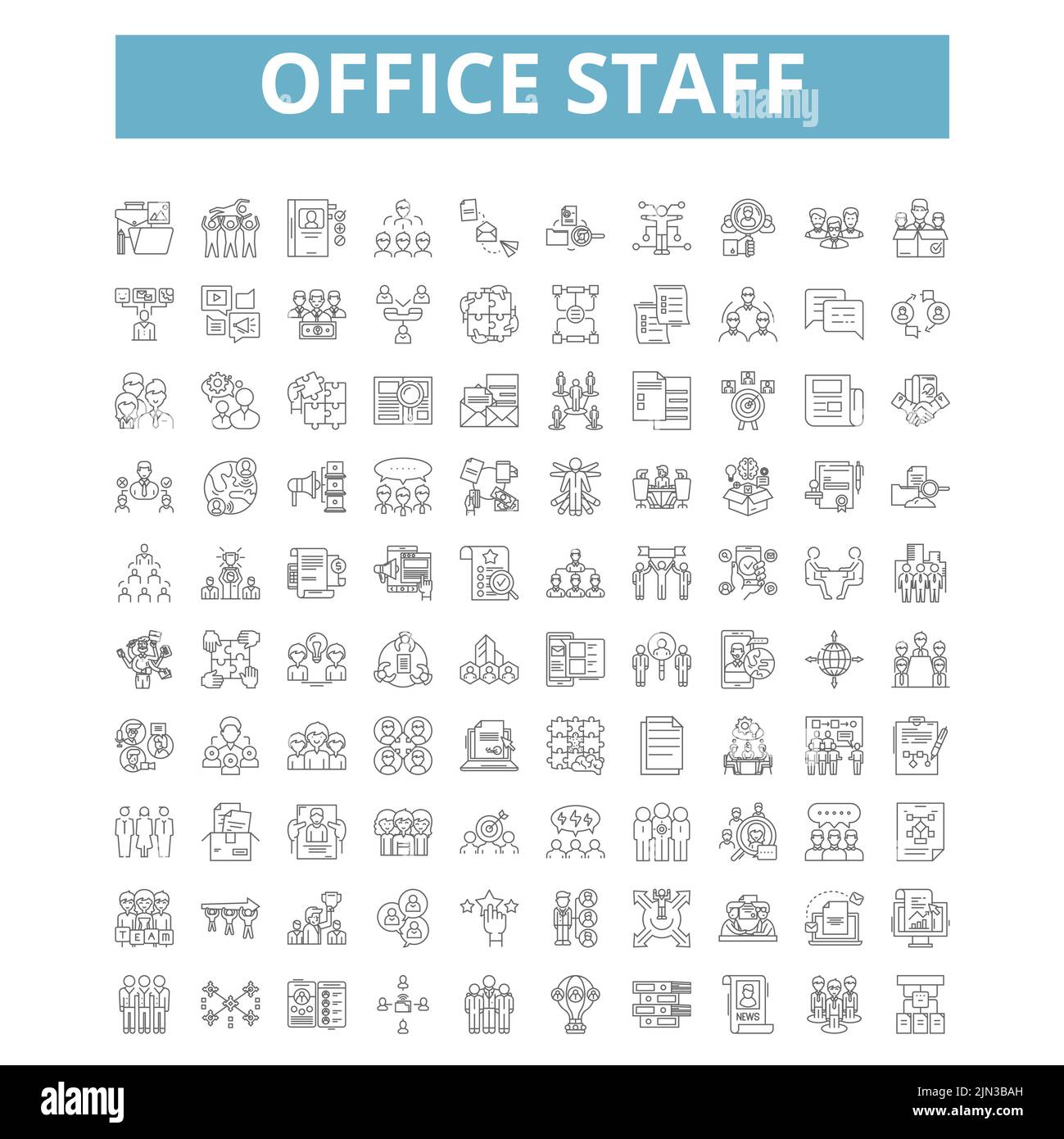 Office icons, line symbols, web signs, vector set, isolated ...