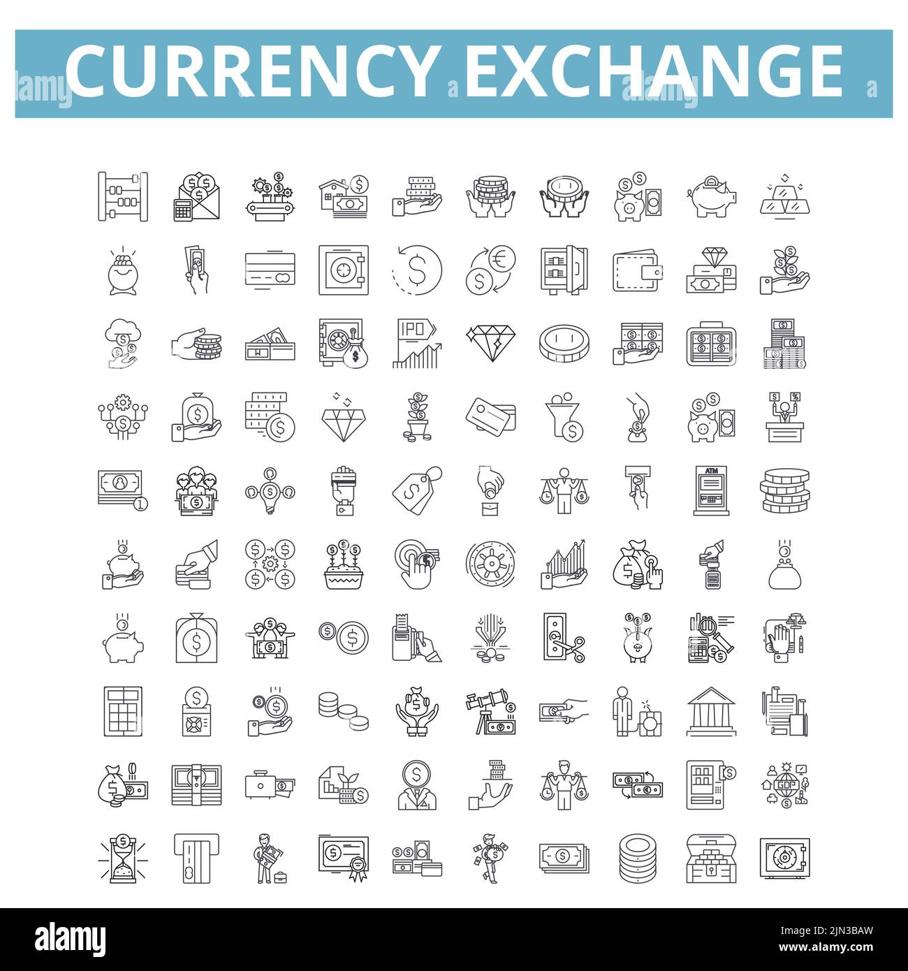 Currency exchange icons, line symbols, web signs, vector set, isolated ...