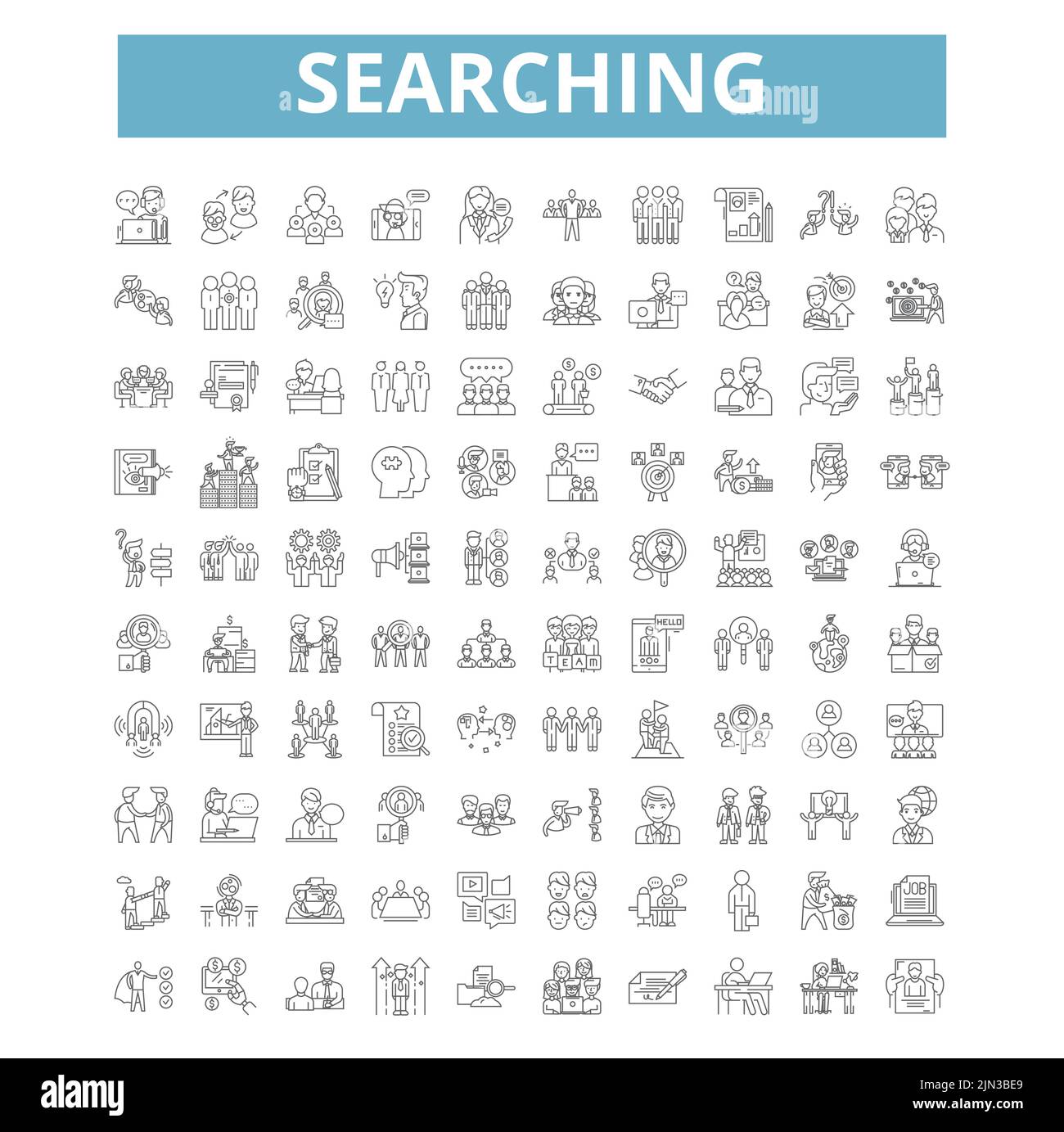 Searching icons, line symbols, web signs, vector set, isolated ...