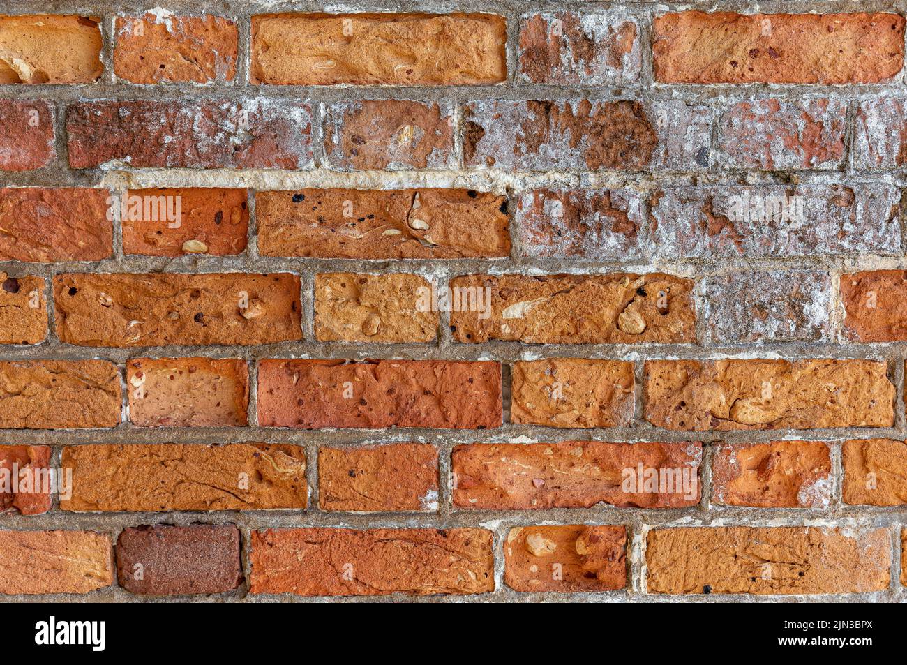 Very old handmade brick wall with some lime deposits. Concepts could ...