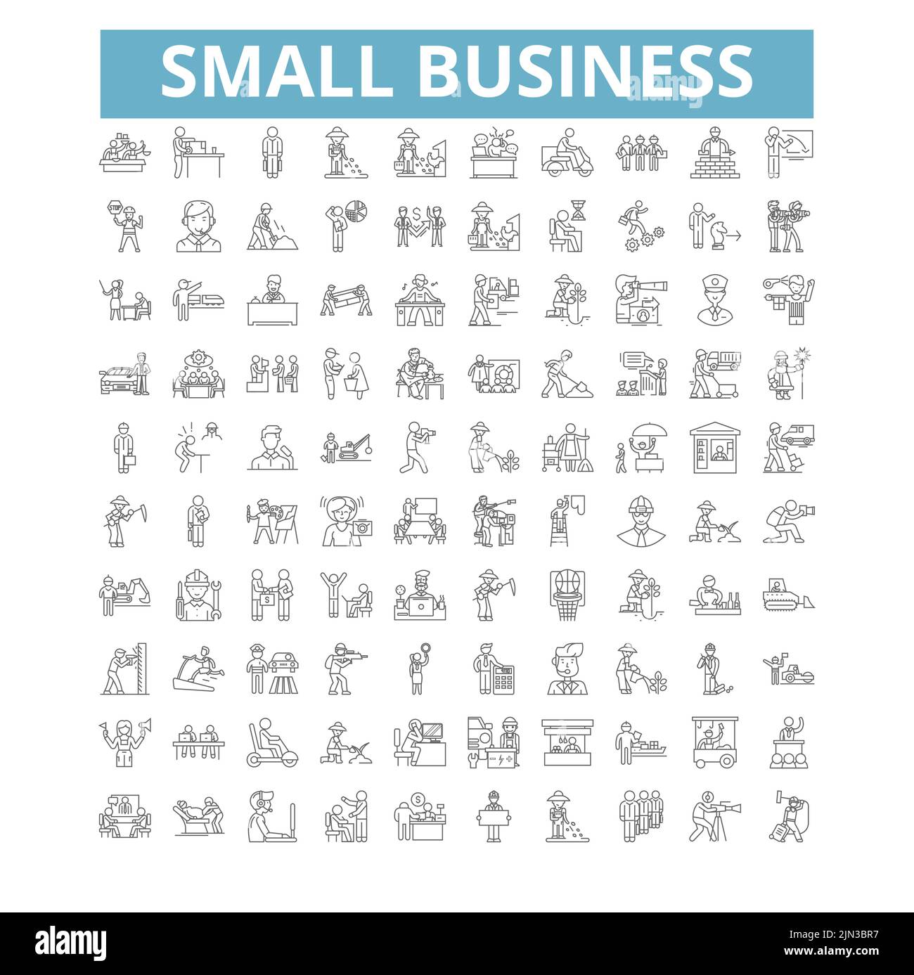 Small business icons, line symbols, web signs, vector set, isolated ...