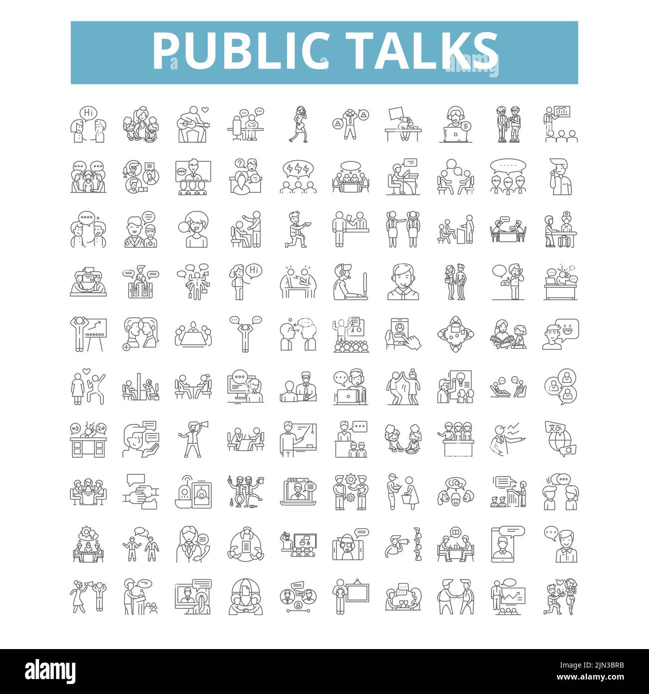 Public talks icons, line symbols, web signs, vector set, isolated ...