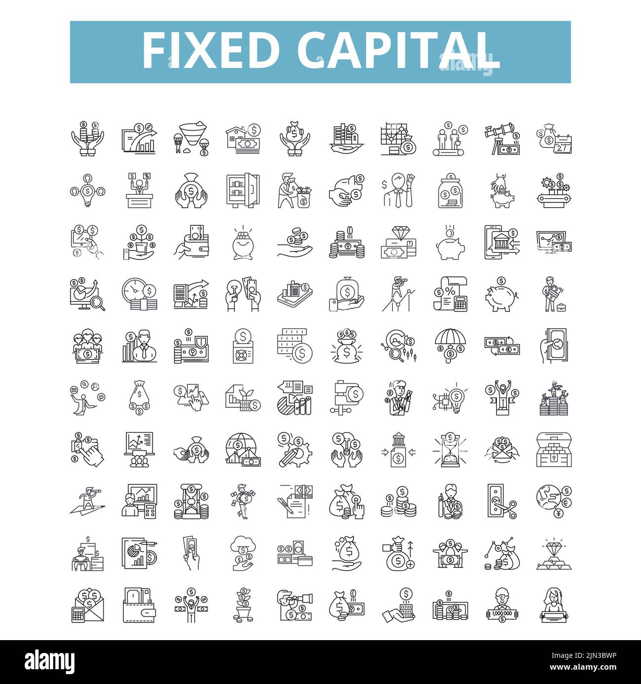 Fixed capital icons, line symbols, web signs, vector set, isolated ...