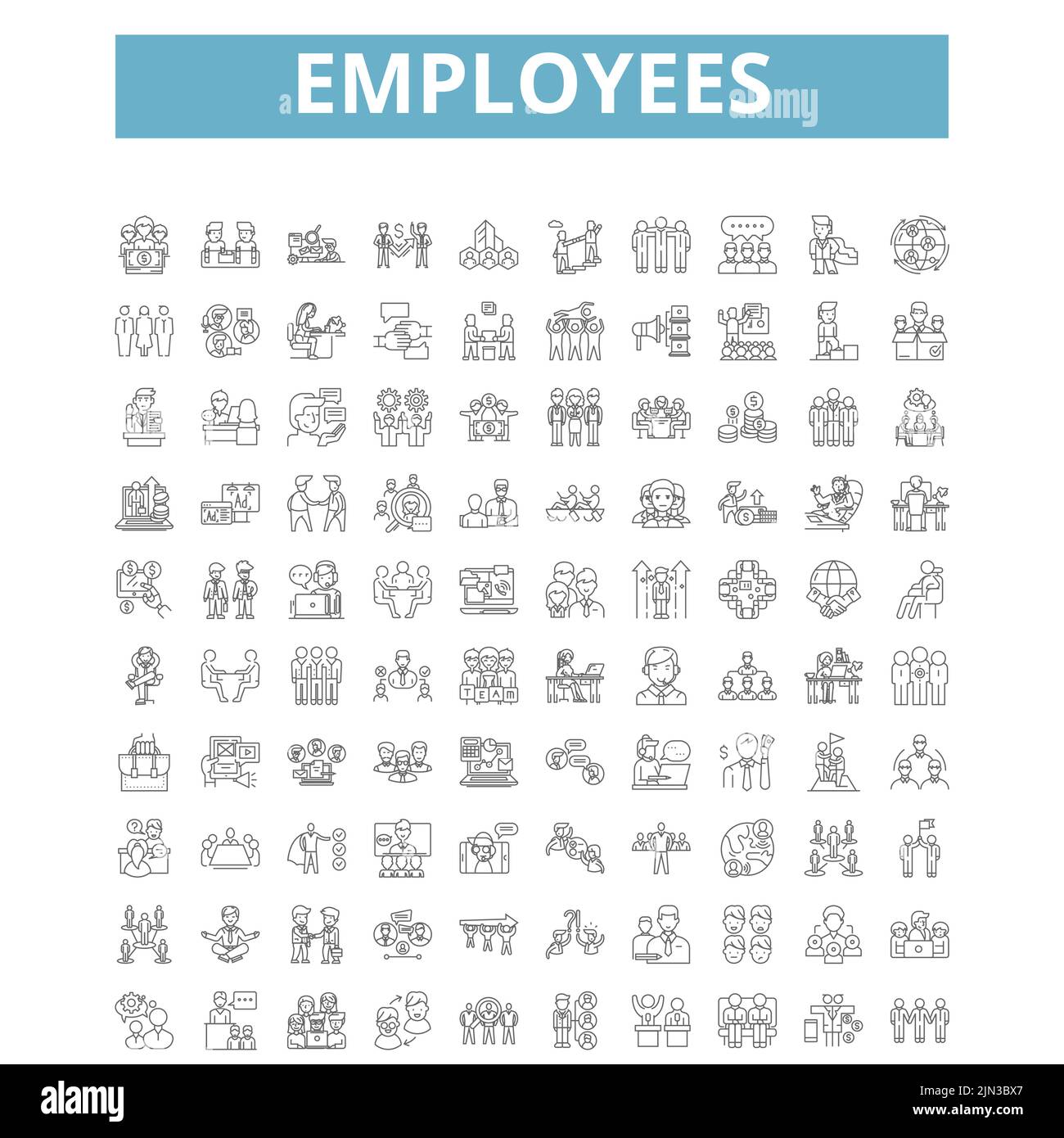 Employees icons, line symbols, web signs, vector set, isolated ...