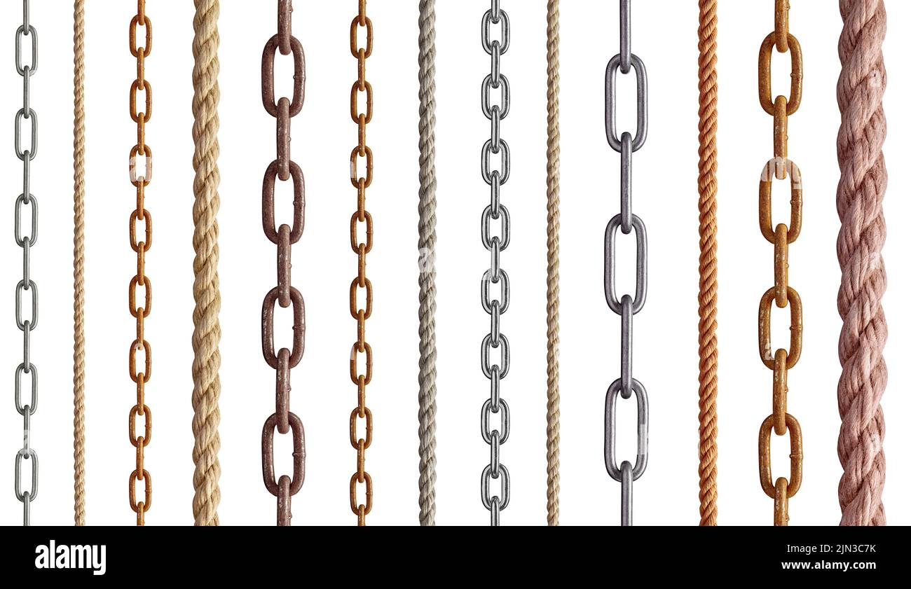 string rope chain metal link steel cord cable line Stock Photo - Alamy