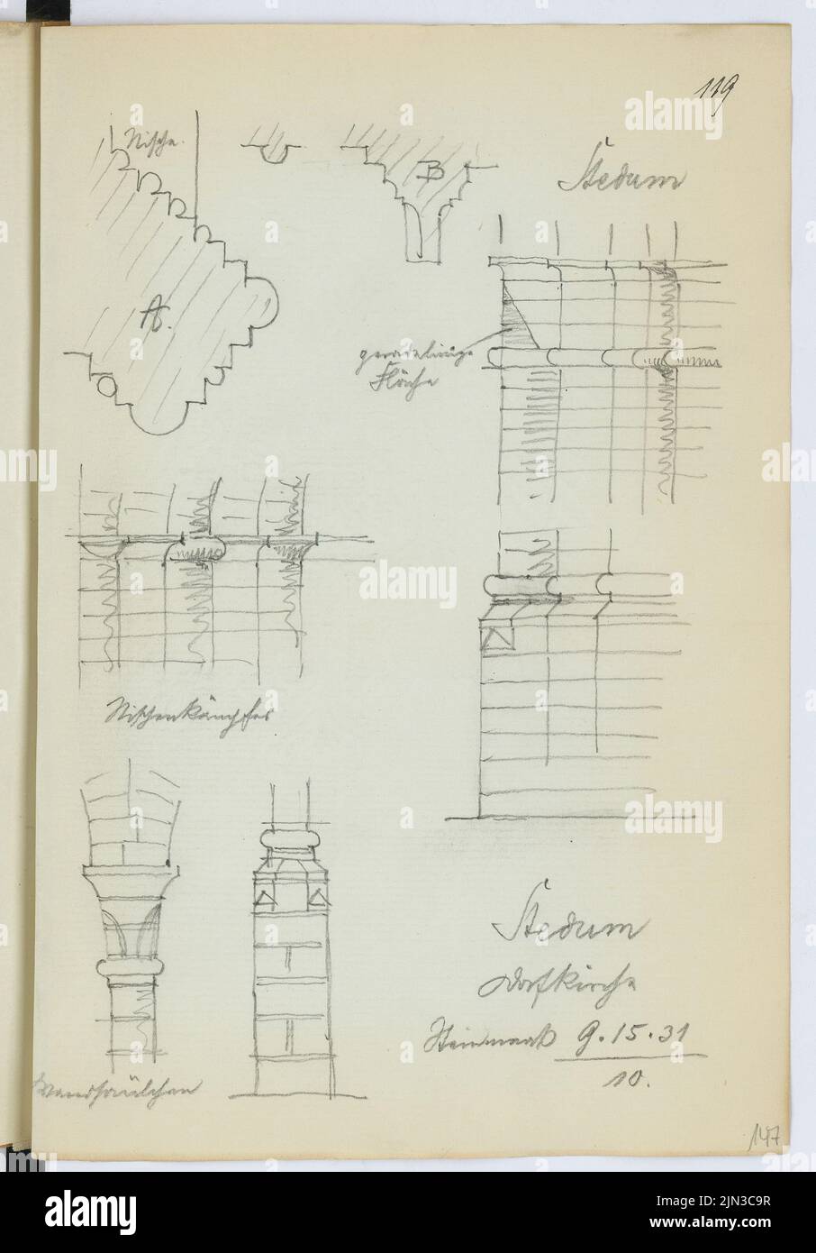 Church, Stedum: Details (from: sketch and photo album 27 Stock Photo ...