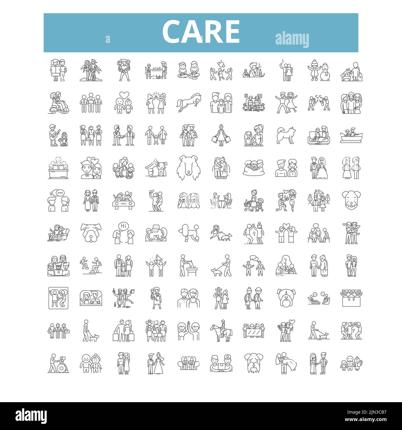 Care icons, line symbols, web signs, vector set, isolated illustration ...