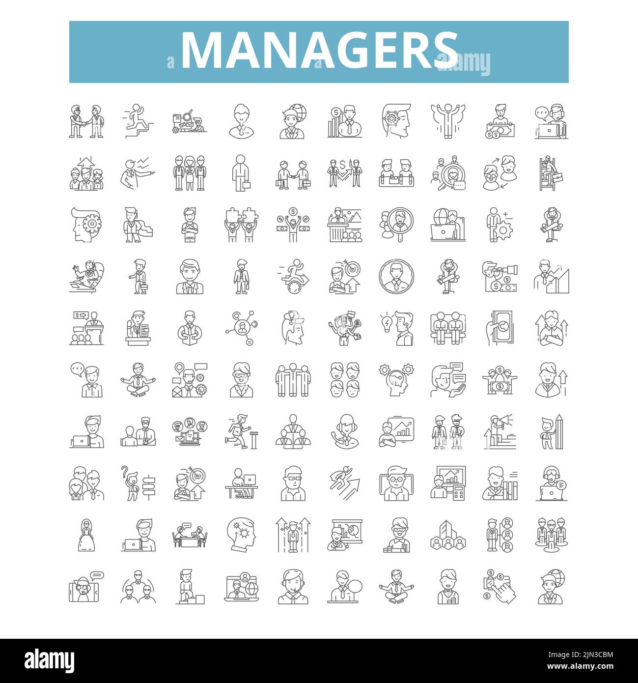 Managers icons, line symbols, web signs, vector set, isolated ...