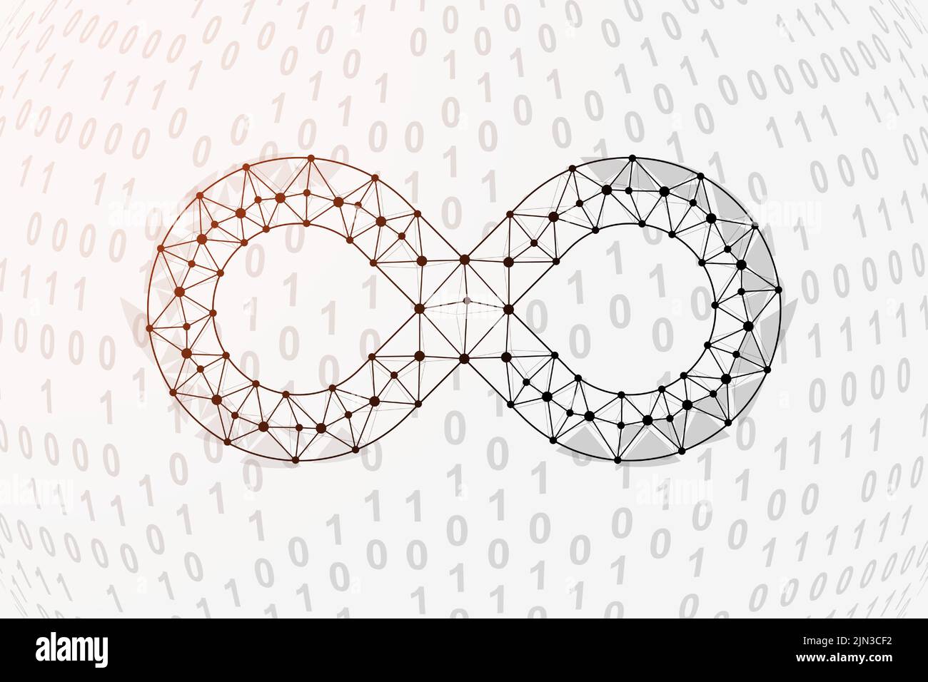 Infinity 3d low poly symbol with binary code background. Forever design ...