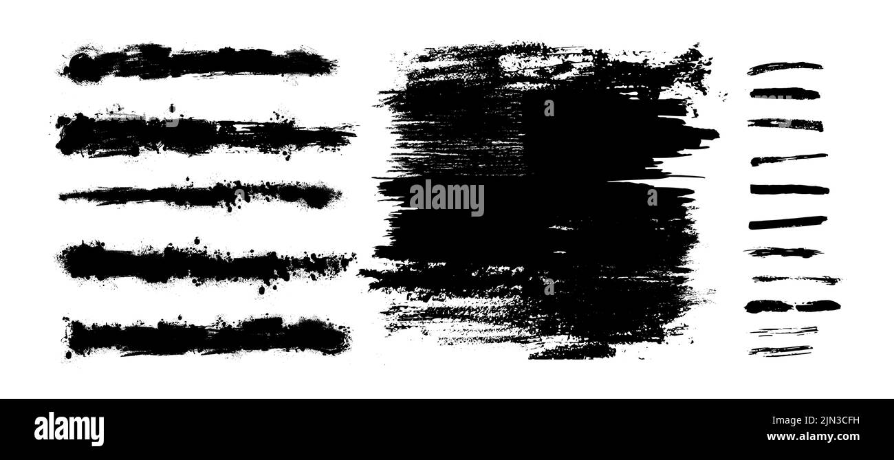 Brush strokes. Vector paintbrush set, brush strokes templates. Grunge ...