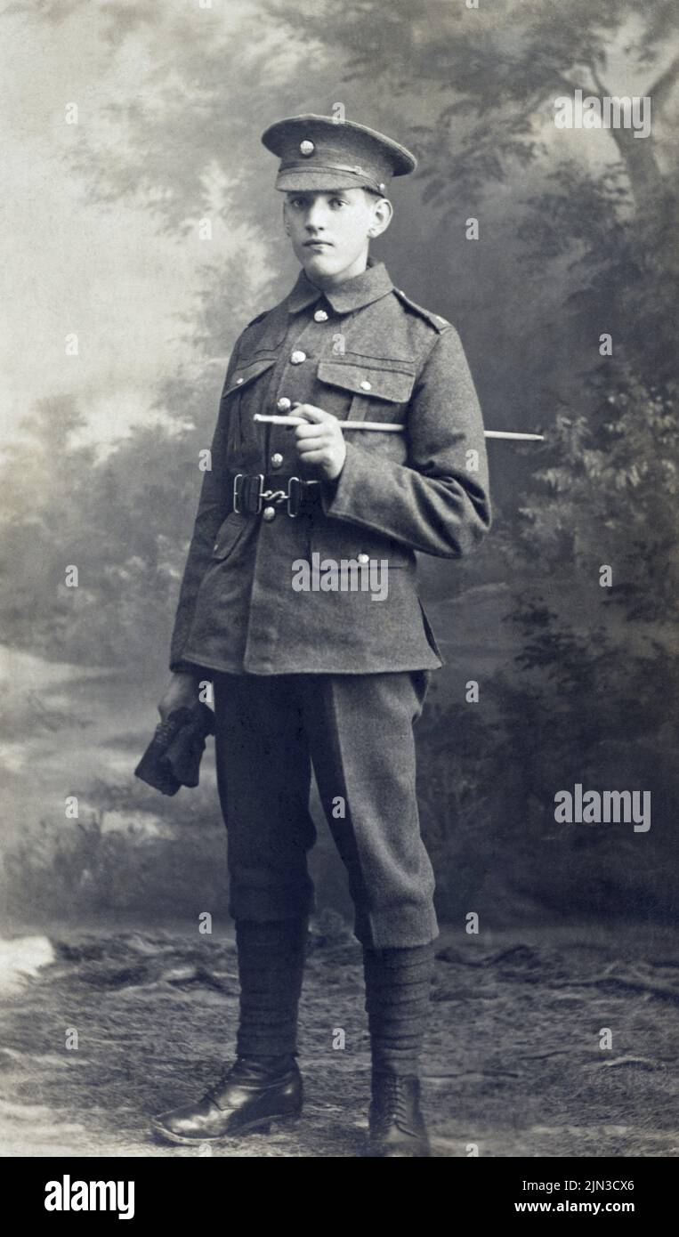 A portrait of a First World War British soldier from a Training Reserve ...