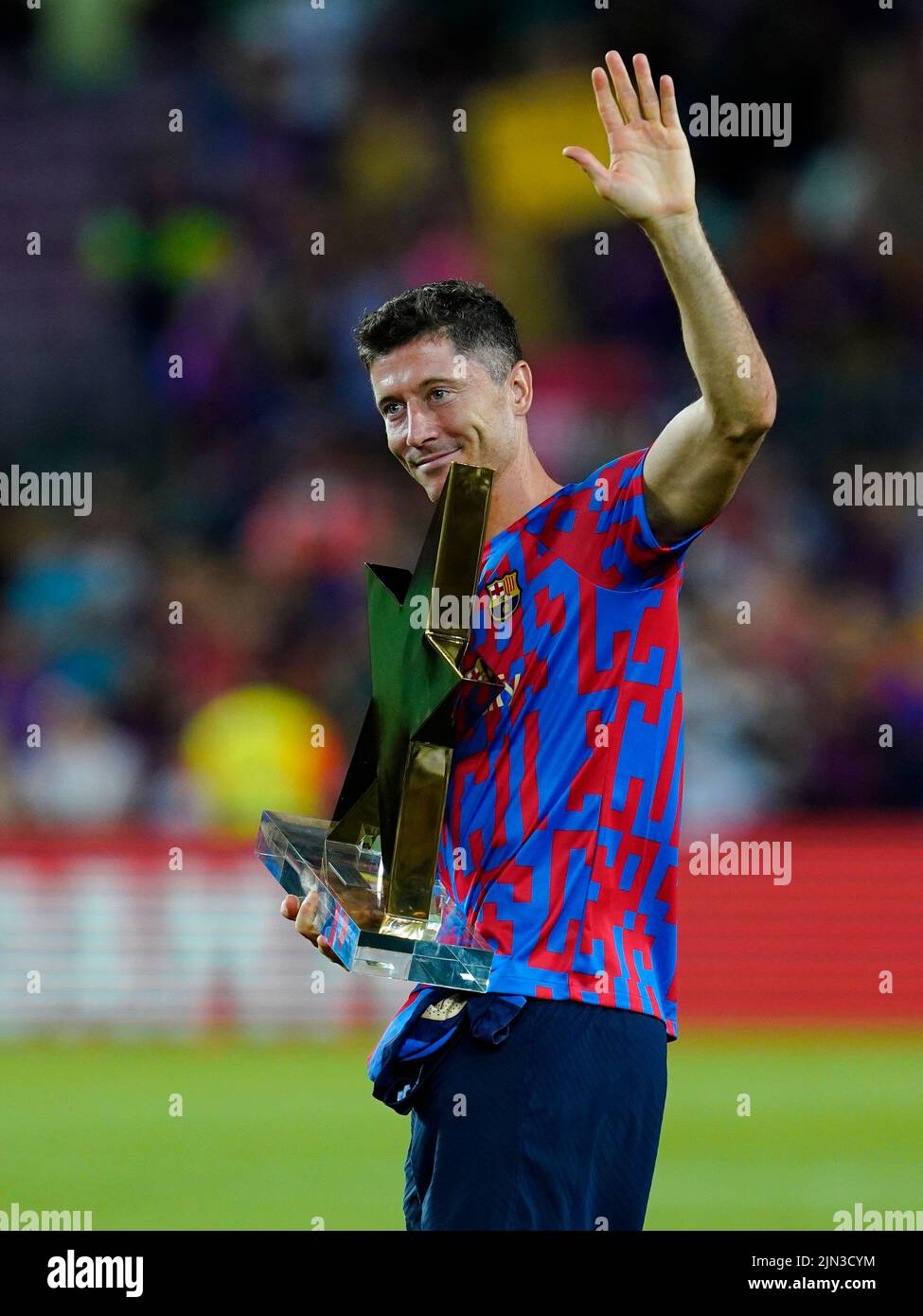 Robert Lewandowski of FC Barcelona during the Joan Gamper trophy match ...