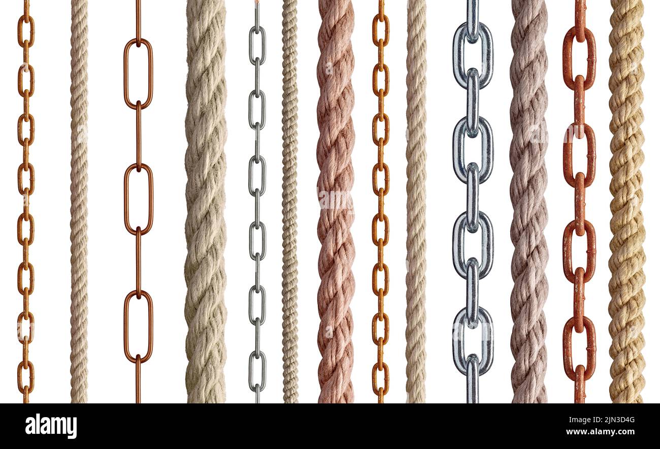 string rope chain metal link steel cord cable line Stock Photo - Alamy