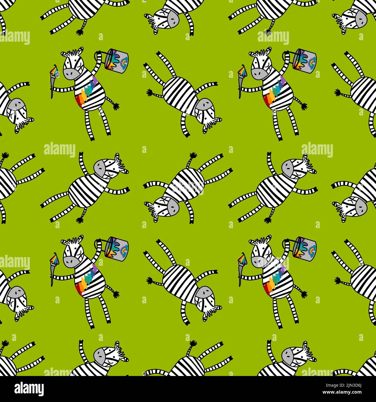 Cartoon kids animals seamless zebra pattern for wrapping paper and ...