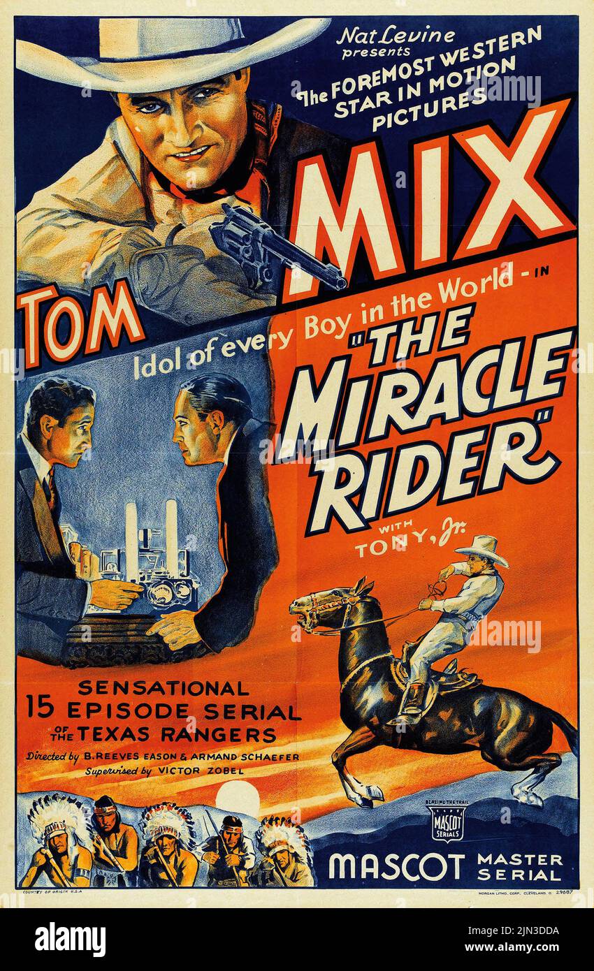 Tom Mix - The Miracle Rider (Mascot, 1935) Western vintage film poster ...