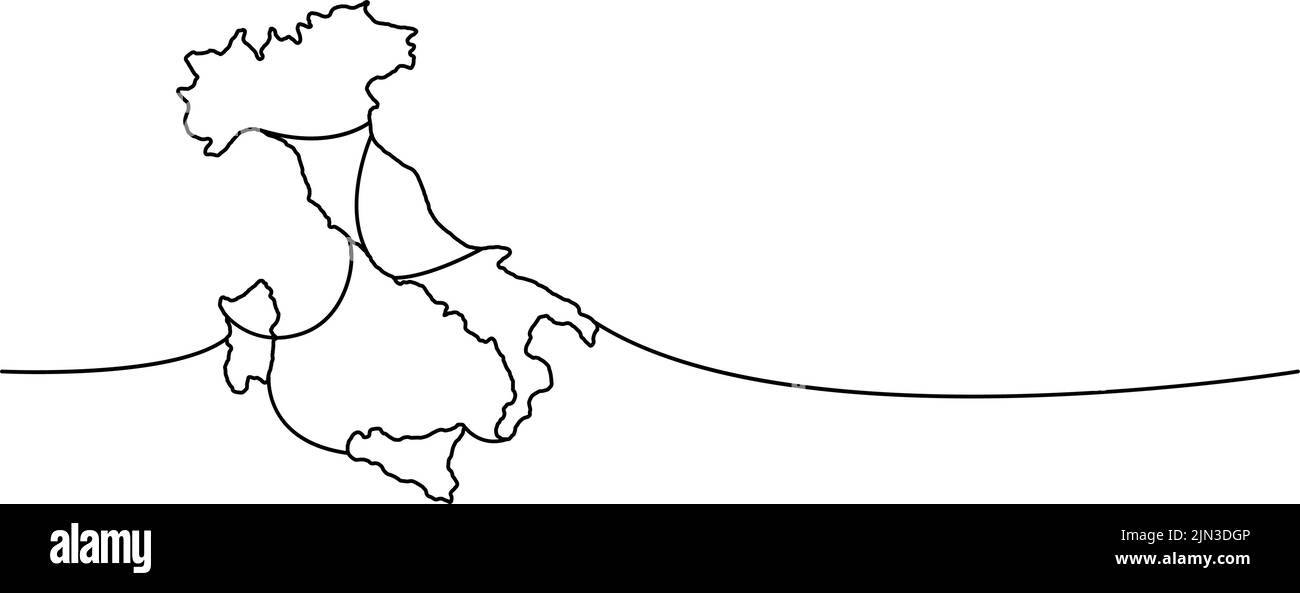 Italy map one line continuous drawing. Italy borders continuous one ...