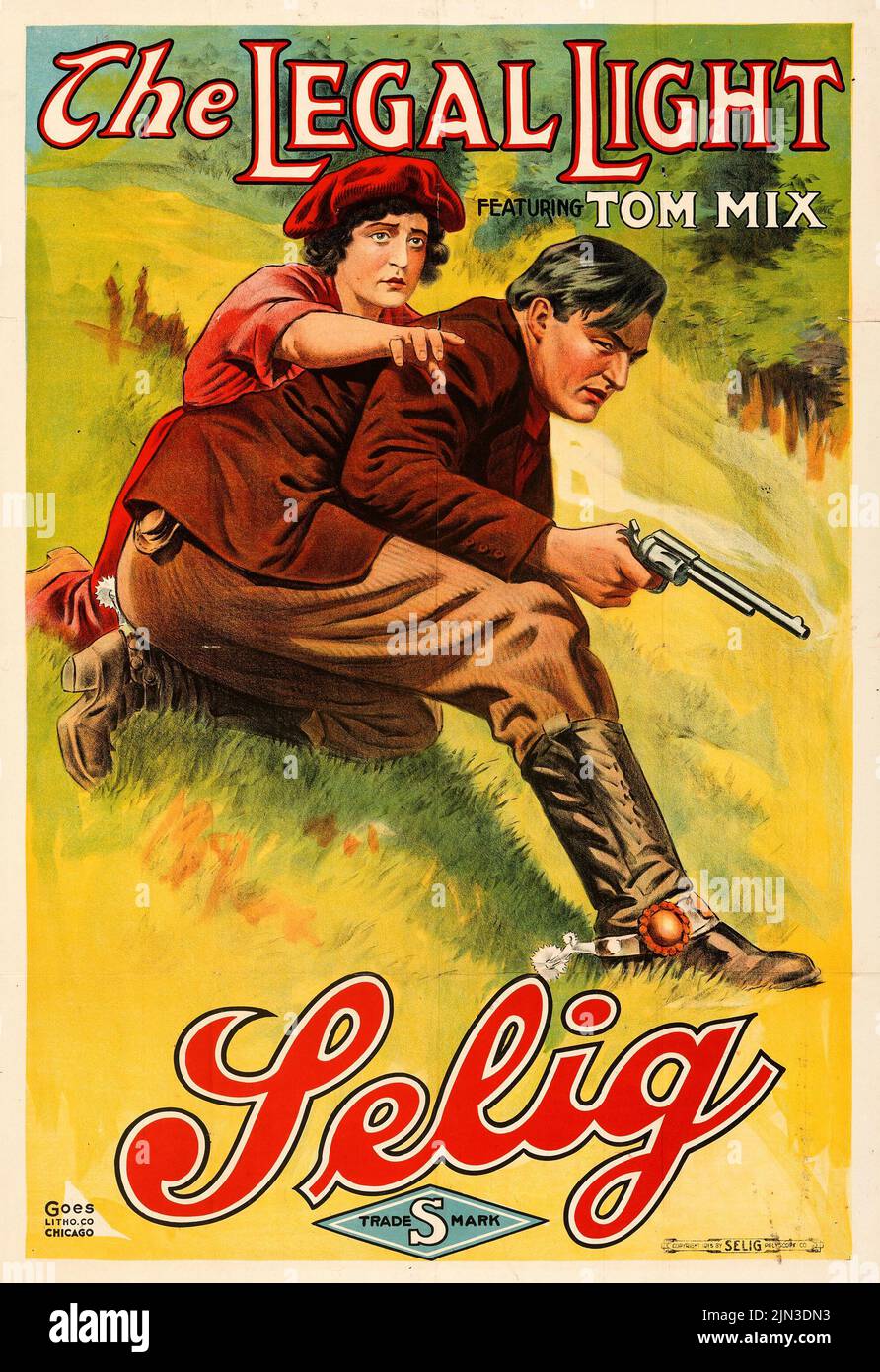 Tom Mix in The Legal Light (Selig, 1915) vintage film poster Stock ...