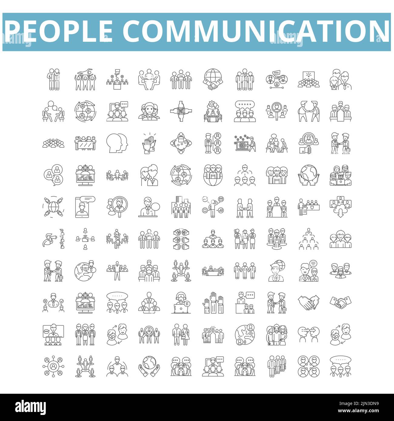 People communication icons, line symbols, web signs, vector set ...