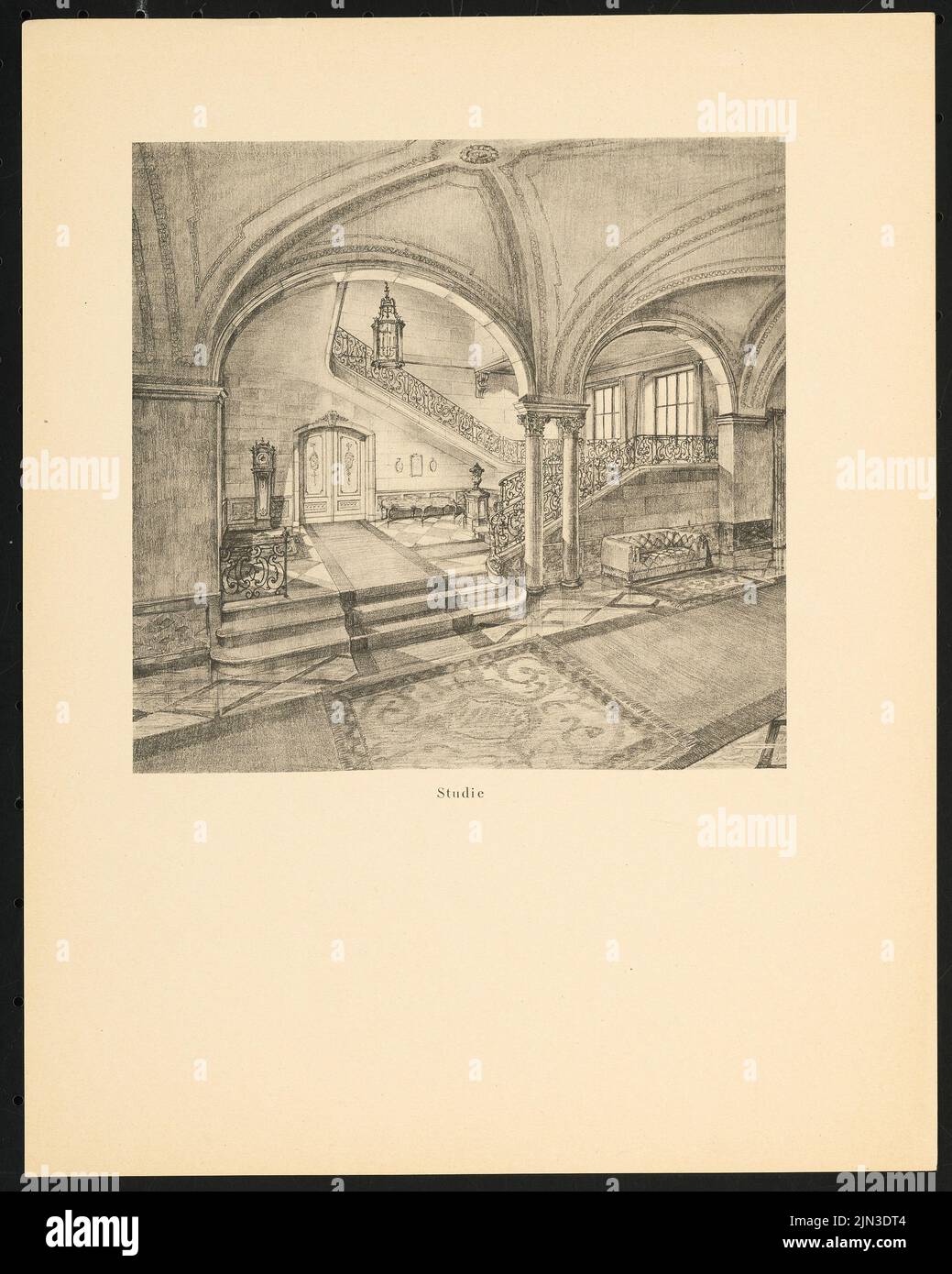 Study of a staircase [Palais Otto Petschek, Prague]: staircase ...