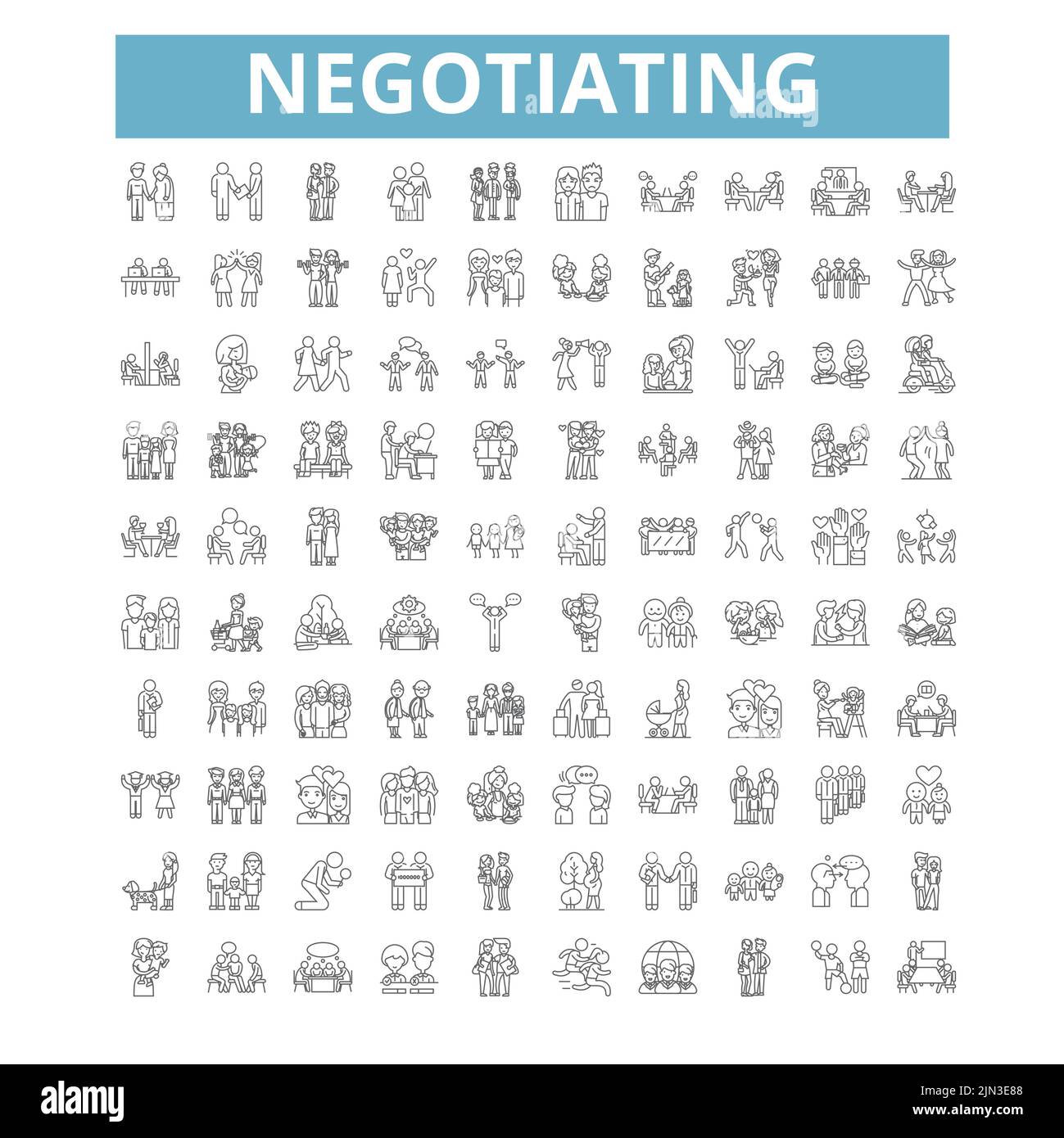 Negotiating icons, line symbols, web signs, vector set, isolated ...