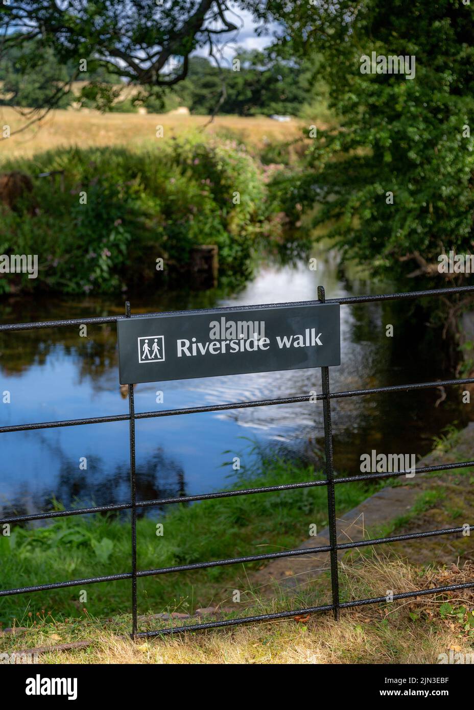 Riverside walk at peaceful River Arrow in the grounds of Coughton Court ...