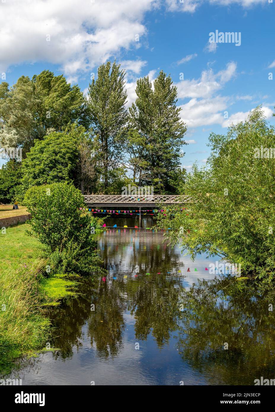 Riverside walk at peaceful River Arrow in the grounds of Coughton Court ...