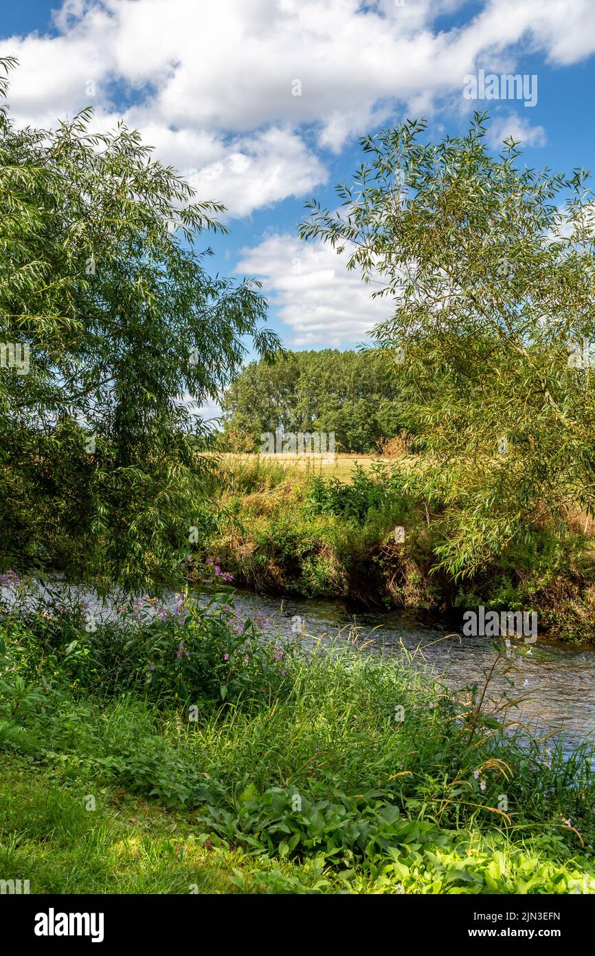 Riverside walk at peaceful River Arrow in the grounds of Coughton Court ...