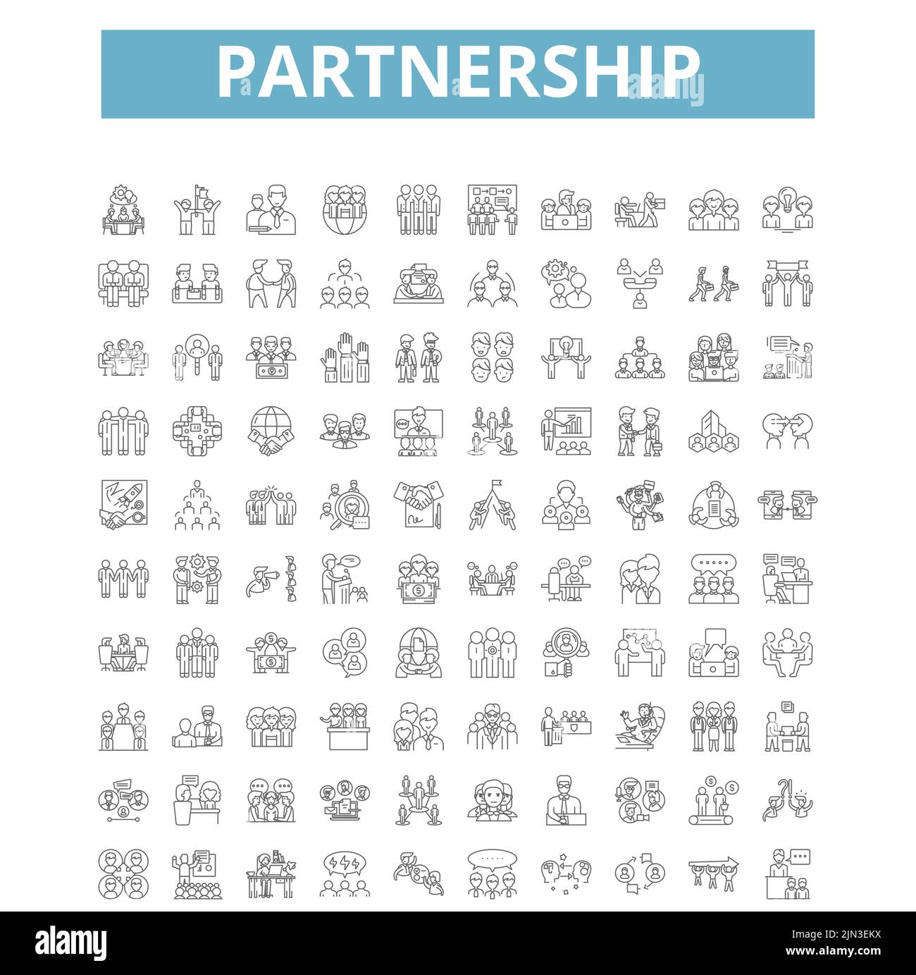 Partnership icons, line symbols, web signs, vector set, isolated ...
