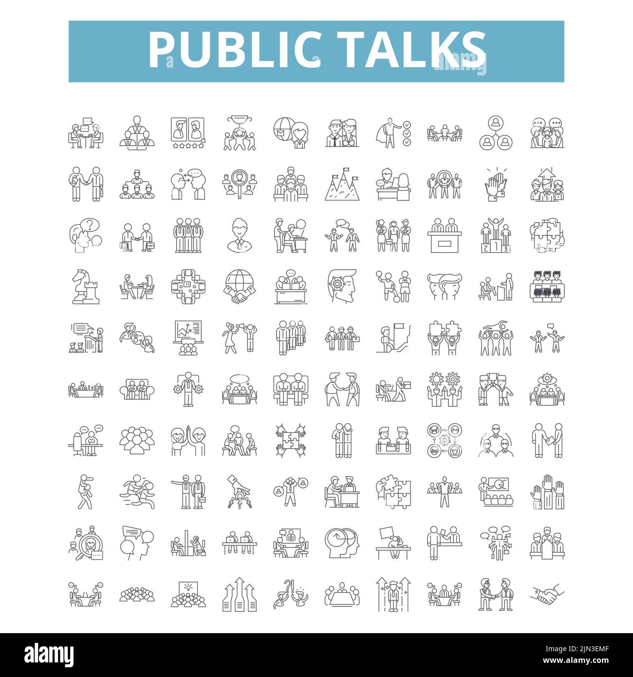 Public talks icons, line symbols, web signs, vector set, isolated ...