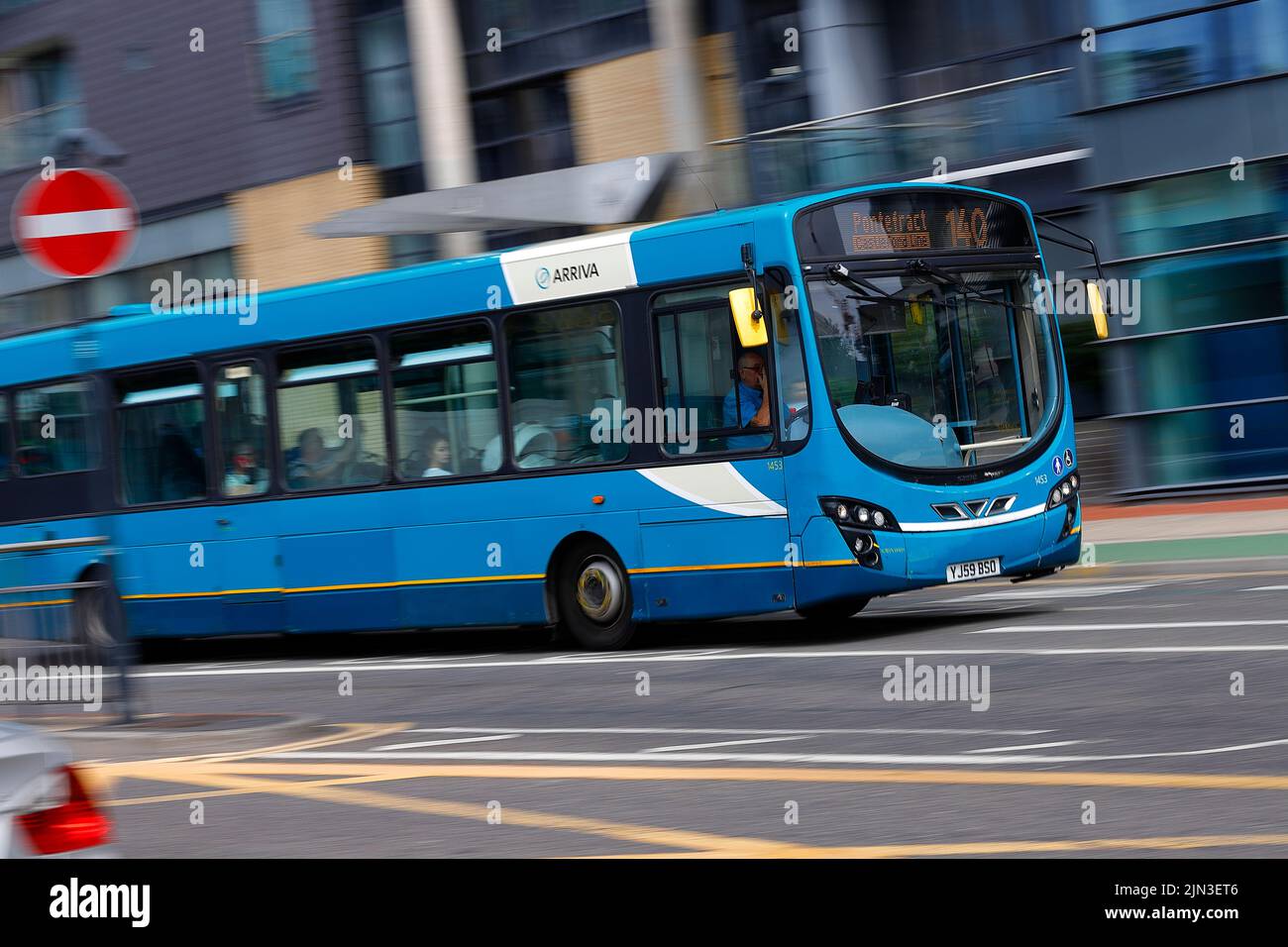 A single decker passenger bus operated by Arriva seen near to Leeds ...