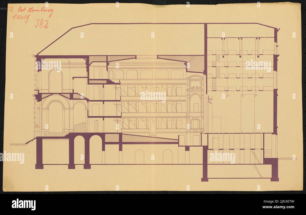 Kurhaustheater bad homburg longitudinal section 1 hi-res stock ...